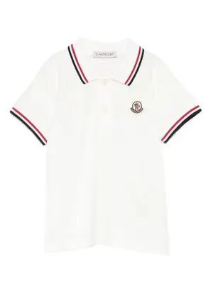 Moncler Logo-patch Tipped Polo Shirt - White