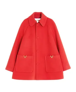 Valentino Garavani Logo Plaque Button-up Coat