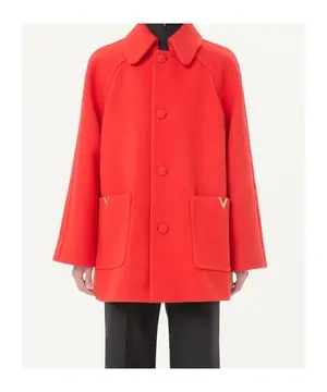 Valentino Garavani Logo Plaque Button-up Coat