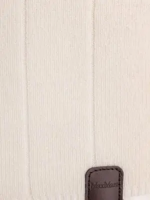 Max Mara Cashmere Yarn V-neck Sweater With Ribbed Pattern And Logo Detail