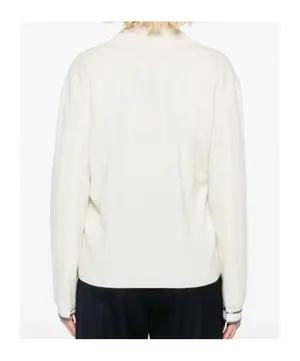 Max Mara Cashmere Yarn V-neck Sweater With Ribbed Pattern And Logo Detail