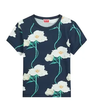 Kenzo Floral Print T-shirt - Navy Blue