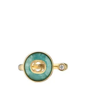 Gucci Interlocking G Ring With Diamond - Yellow