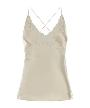Alberta Ferretti Lace-trimmed Sleeveless Top
