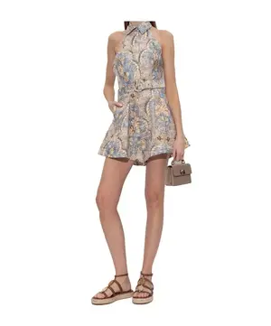 Zimmermann Floral Printed Belted Backless Mini Dress