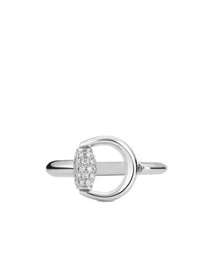 Gucci 18k Gold Horsebit Diamond Ring - White
