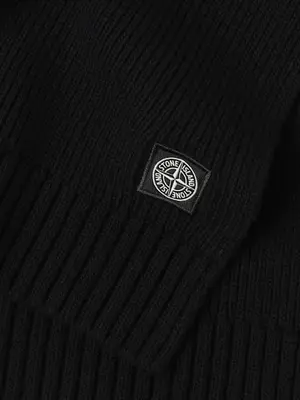 Stone Island Wool Blend Knit Scarf - Black
