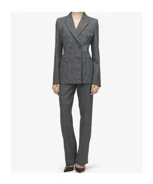 Alexander McQueen Flecked Glen Check Double-breasted Jacket - Black/ivory
