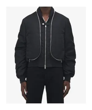 Alexander McQueen Zip Detail Cropped Bomber Jacket