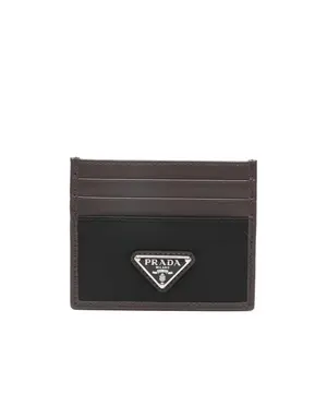 Prada Triangle-logo Two-toned Cardholder - Black