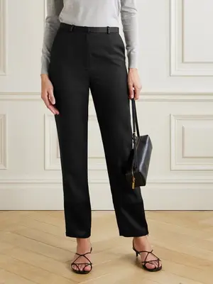 Loulou De Saison Mahoney Belt-loop Wool-blend Crepe Trousers