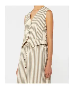 Max Mara Pinstriped Waistcoat - Beige