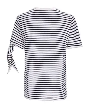 J.W.ANDERSON Striped Tie-sleeve T-shirt - Ecru/navy