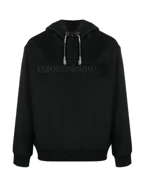 Emporio Armani Embroidered Logo Cotton Hoodie