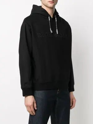 Emporio Armani Embroidered Logo Cotton Hoodie