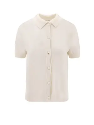 Max Mara Short-sleeved Lapel Collar Sweater - White