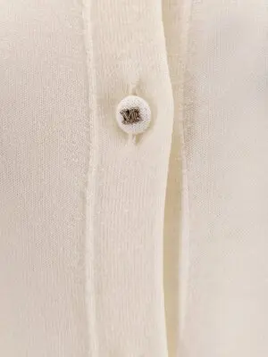Max Mara Short-sleeved Lapel Collar Sweater - White