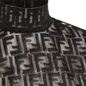 Fendi Sleeveless High-neck Ff Motif Lace Top - Black