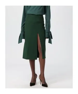 Ermanno Scervino High Waist Midi Skirt With Front Slit - Black