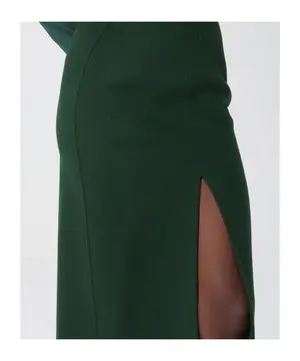Ermanno Scervino High Waist Midi Skirt With Front Slit - Black
