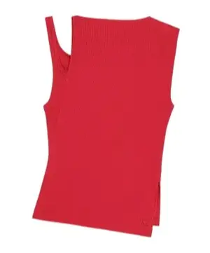 COURREGES Asymmetrical Ribbed Top