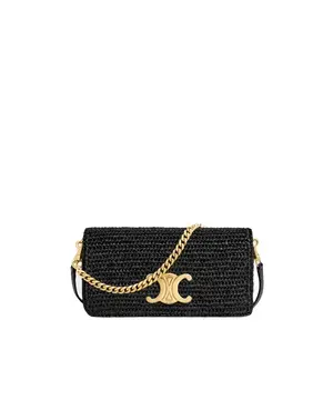 Celine Raffia Multipochette With Gold Tone Hardware