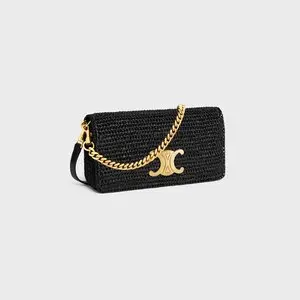 Celine Raffia Multipochette With Gold Tone Hardware