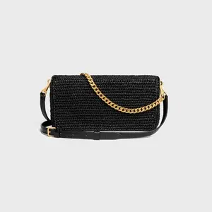Celine Raffia Multipochette With Gold Tone Hardware