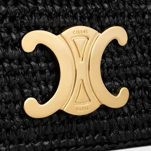 Celine Raffia Multipochette With Gold Tone Hardware
