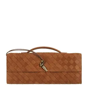 Bottega Veneta Andiamo Suede Clutch - Amber