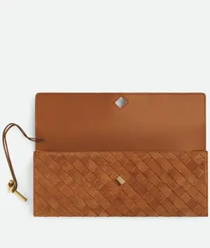 Bottega Veneta Andiamo Suede Clutch - Amber