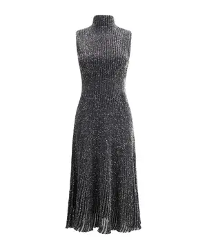 Alaïa High-neck Ribbed Midi Dress
