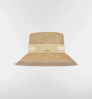 Dior Wide-brim Hat With Embroidered Logo Band