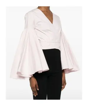 Jacquemus Wrap Bell-sleeve Cropped Top - White