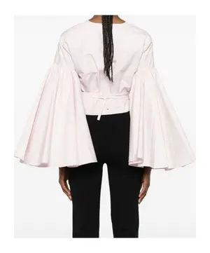 Jacquemus Wrap Bell-sleeve Cropped Top - White