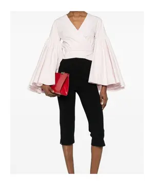 Jacquemus Wrap Bell-sleeve Cropped Top - White