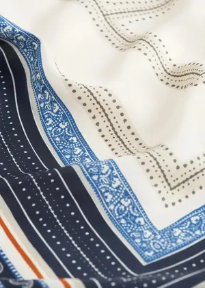 TOTEME Geometric-print Scarf - Ecru/navy