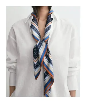 TOTEME Geometric-print Scarf - Ecru/navy