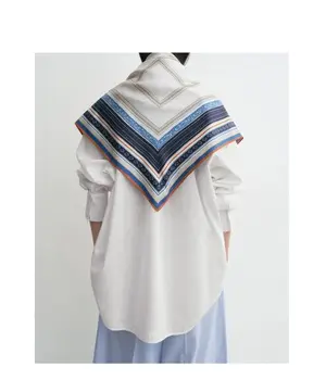 TOTEME Geometric-print Scarf - Ecru/navy