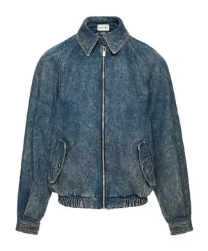 Magda Butrym Zip-up Denim Jacket In Vintage Wash - Blue