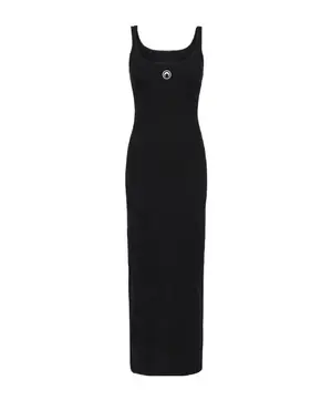 MARINE SERRE Moon Logo Ribbed Jersey Maxi Dress - Black