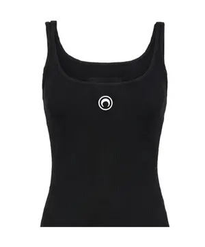 MARINE SERRE Moon Logo Ribbed Jersey Maxi Dress - Black