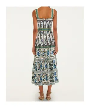 Farm Rio Sleeveless Printed Pleated Midi Dress