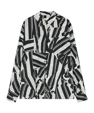 Dries Van Noten Geometric Stripe Cotton Shirt