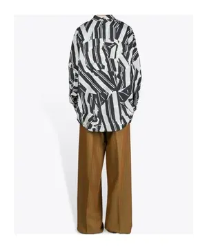 Dries Van Noten Geometric Stripe Cotton Shirt