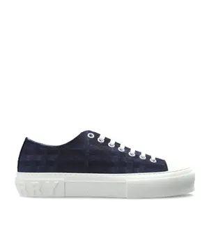 Burberry Checked Low Top Sneakers - Navy Blue