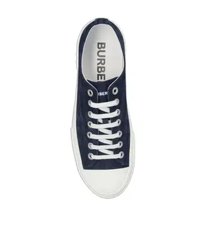 Burberry Checked Low Top Sneakers - Navy Blue