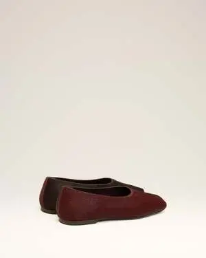 AMI Paris Two-tone Leather Ballet Flats - Cherry