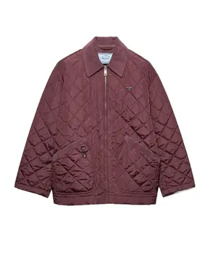 Prada Re-nylon Quilted Jacket With Velvet Collar - Garnet