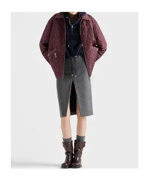 Prada Re-nylon Quilted Jacket With Velvet Collar